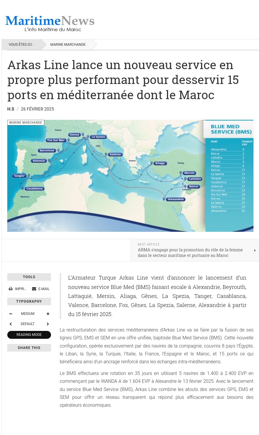 Arkas Line lance un nouveau service en propre plus performant pour ...