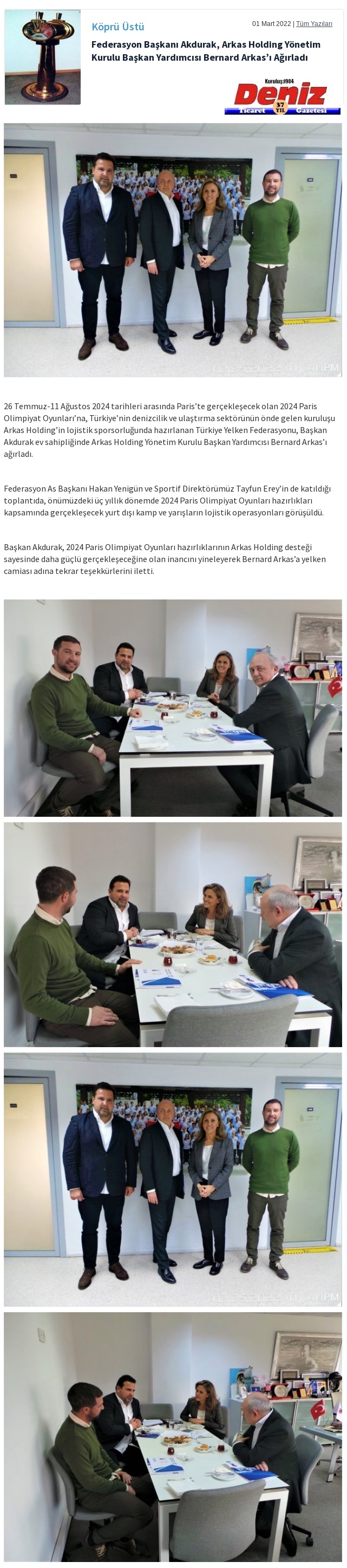 Federasyon Başkanı Akdurak, Arkas Holding Yönetim Kurulu Başkan ...